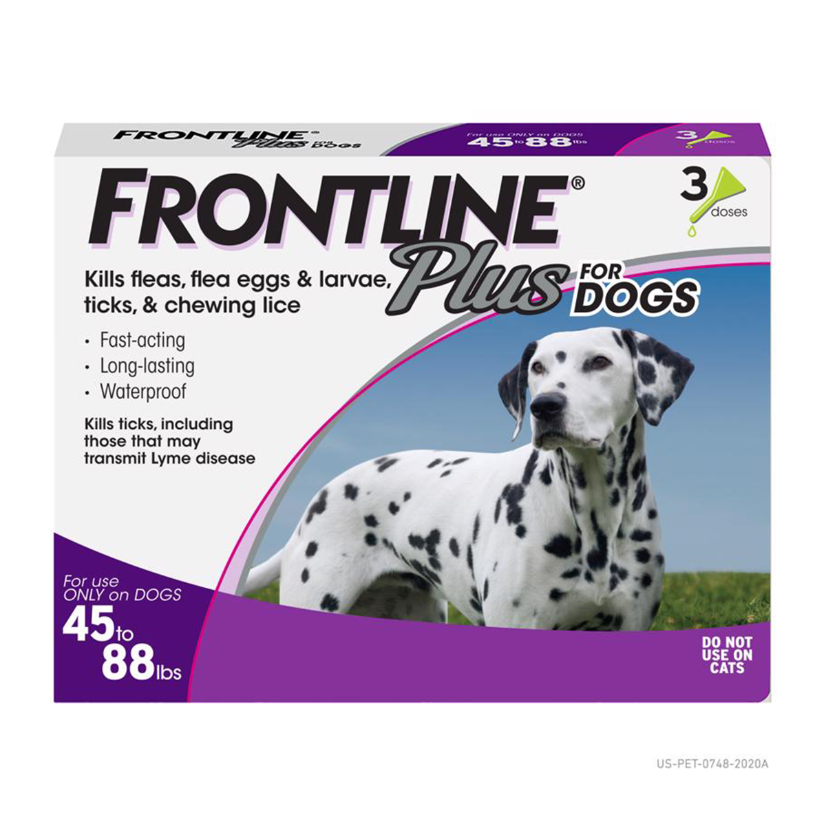 Frontline Plus 45 to 88 lb. Dog Flea and Tick Liquid Drops 0.09 oz. 3 ...
