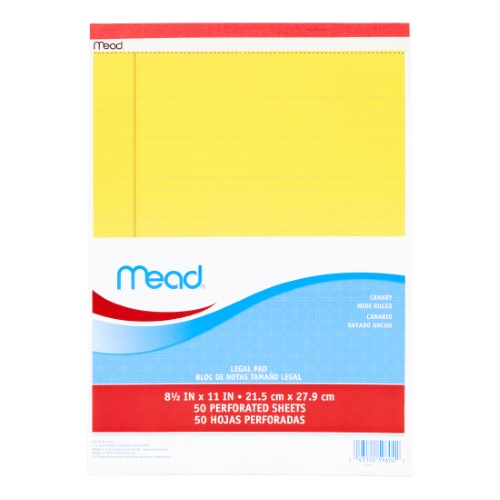 Mead 50-Sheet 8.5x11 Legal Pad 59604 – Good's Store Online