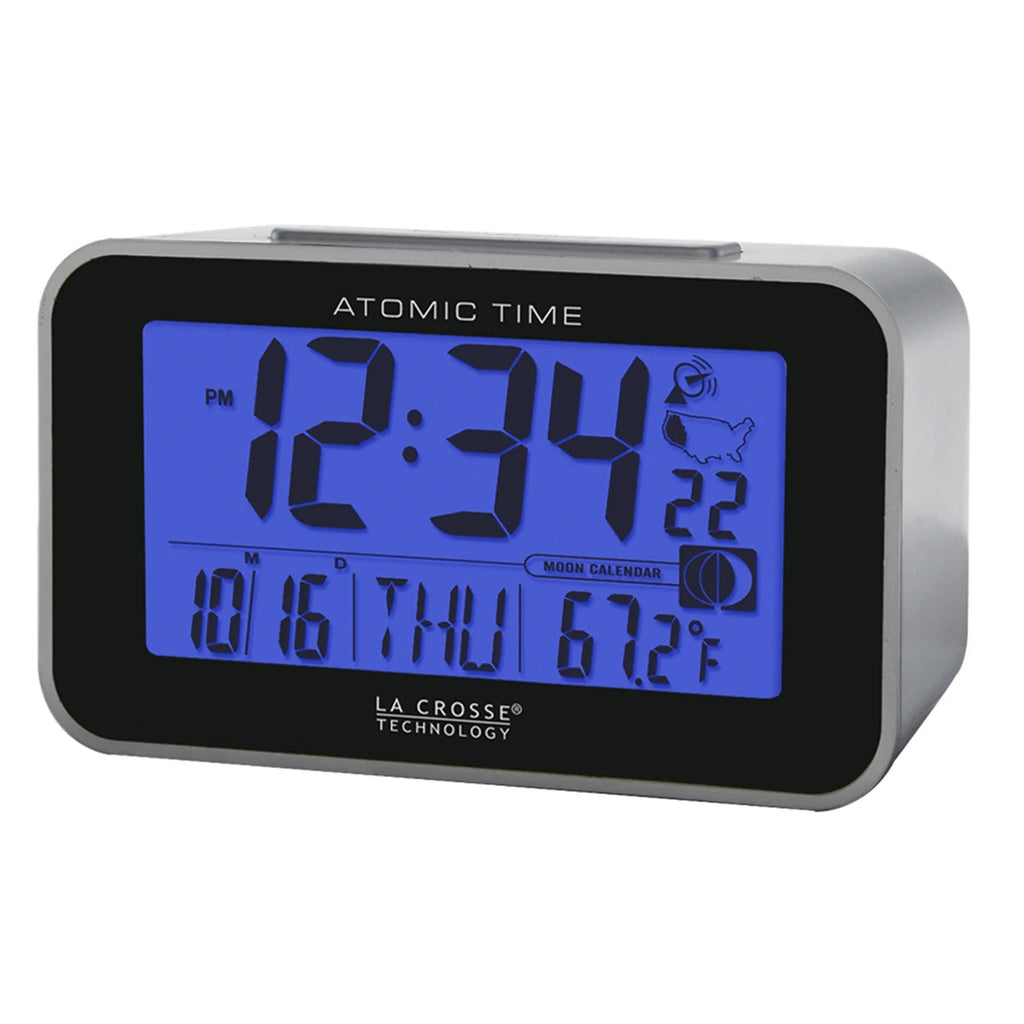La Crosse Technology Atomic Alarm Clock with Temp and Moon Phase 617 ...