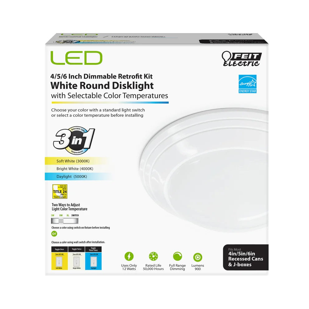 Feit LED 3-in-1 Retrofit Kit White Round Disklight 74006/CA – Good's ...