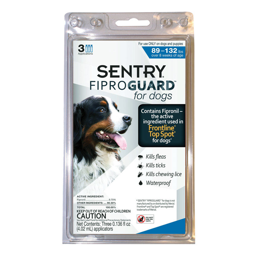 Sentry Fiproguard 89-132 lb. Dog Flea and Tick Liquid Drops 0.136 oz. 3 ...