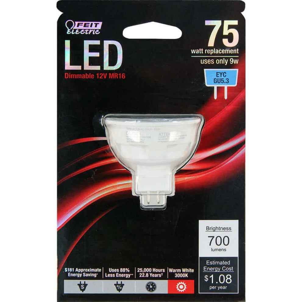 Feit 75W Warm White MR16 Dimmable Reflector LED Light Bulb BPEYC/LED ...