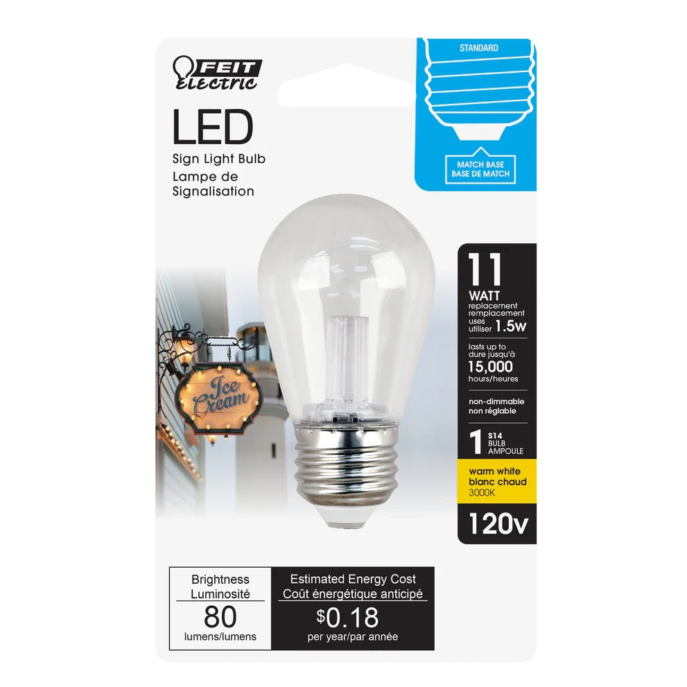 Feit 11W Warm White S14 Sign LED Light Bulb BPS14/SU/LED – Good's Store ...