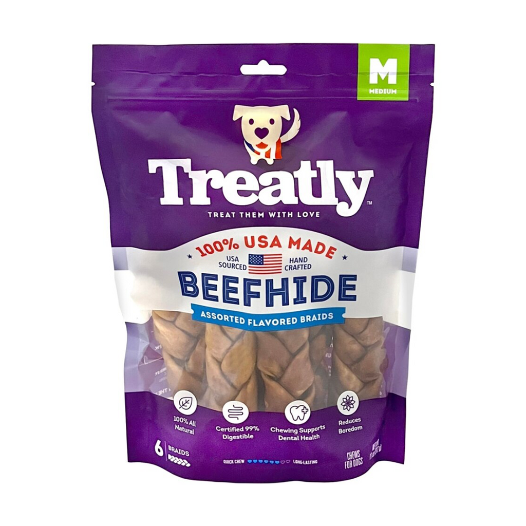 Treatly Beefhide Braided Chews 7 in. 6 pk 12300 – Good's Store Online