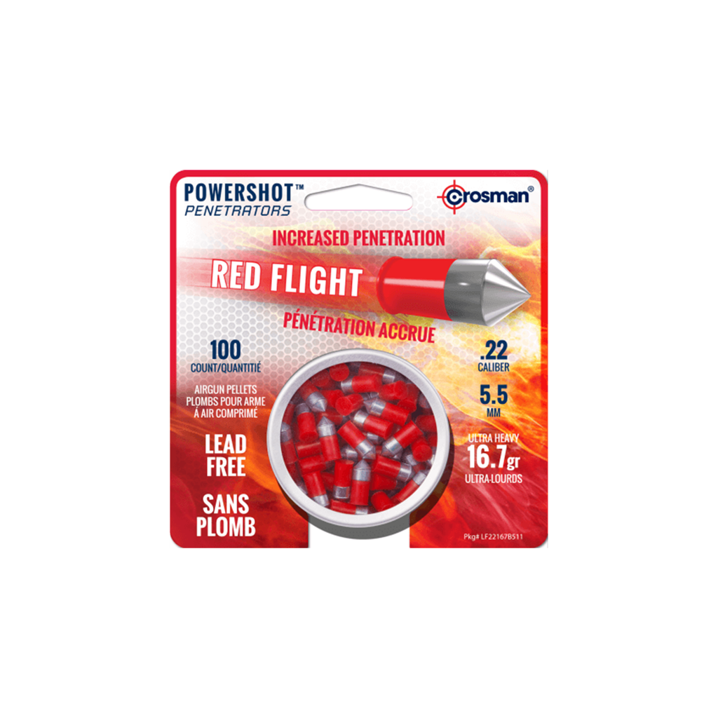 Crosman Red Flight Lead Free .22 Caliber Pellet 16.7 Grain 100 Count ...