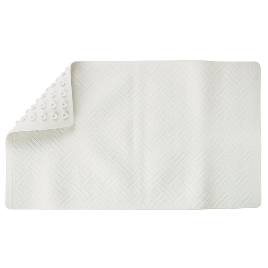 Living Accent White Plastic Bath Mat, 28 in x 16 in. Latex Free MB3212 ...