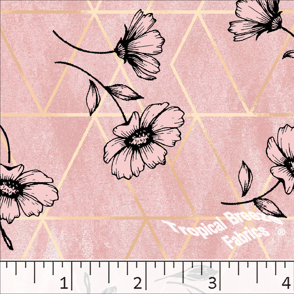 Tropical Breeze Fabrics Standard Weave Geometric Floral Print Poly ...