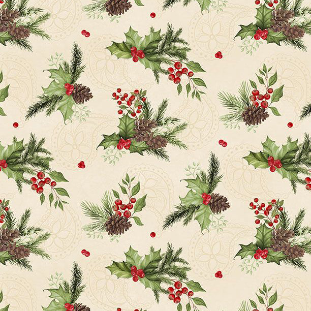 Wilmington Prints Tartan Holiday Collection Foliage Toss Cotton Fabric ...
