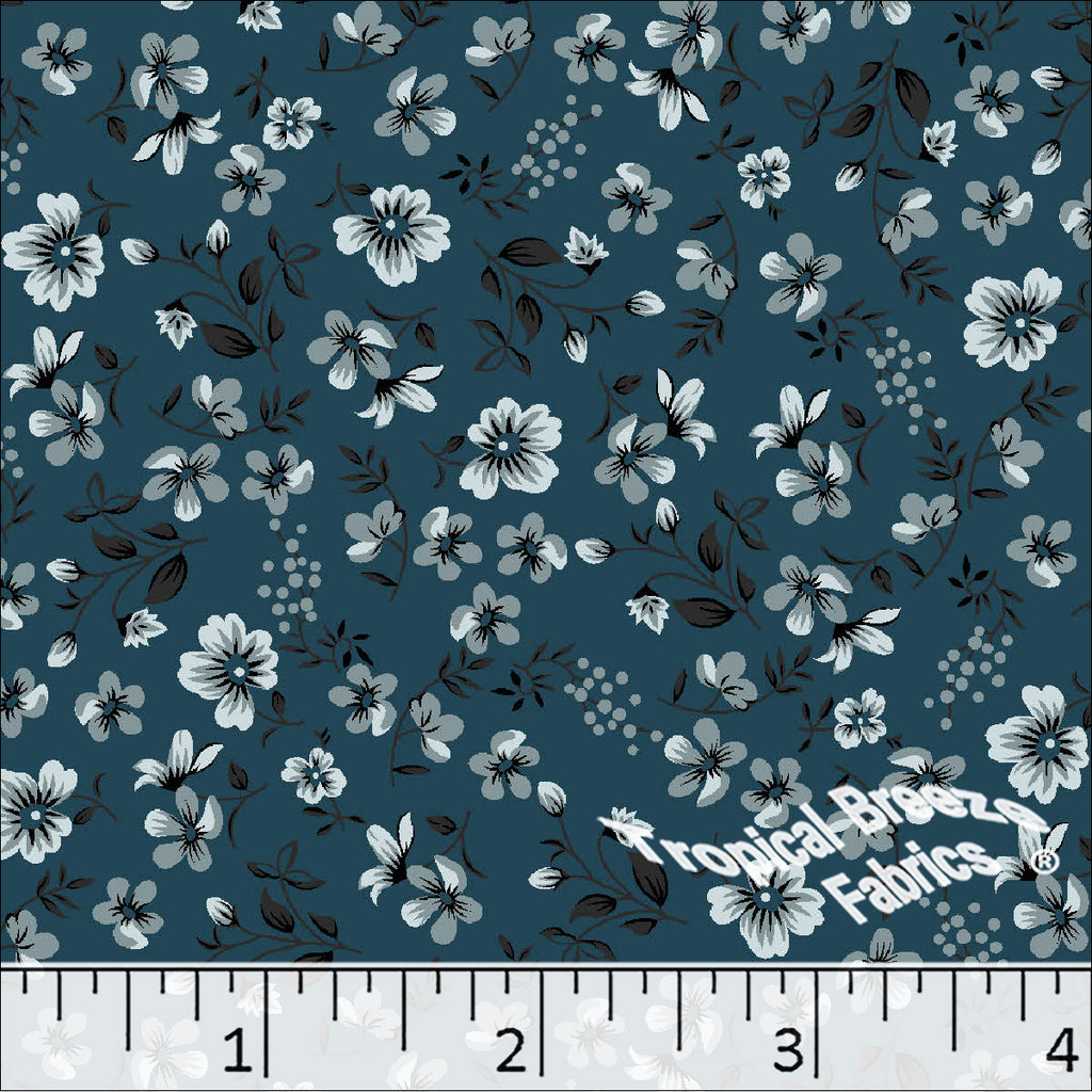 Tropical Breeze Fabrics Poly Cotton Flower Toss Dress Fabric 5978 ...