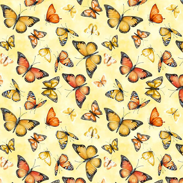 Wilmington Prints Dahlia Botanica Collection Butterflies Cotton Fabric ...
