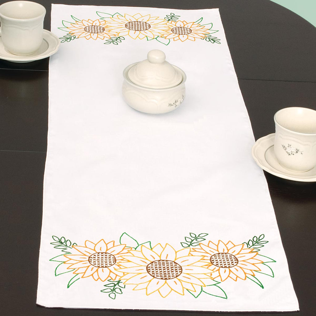 Jack Dempsey Needle Art Golden Sunflowers Table Runner 560-721 – Good's ...